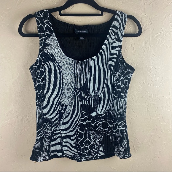 Notations | Tops | Notations Black White Animal Print Crinkle Tank Top ...